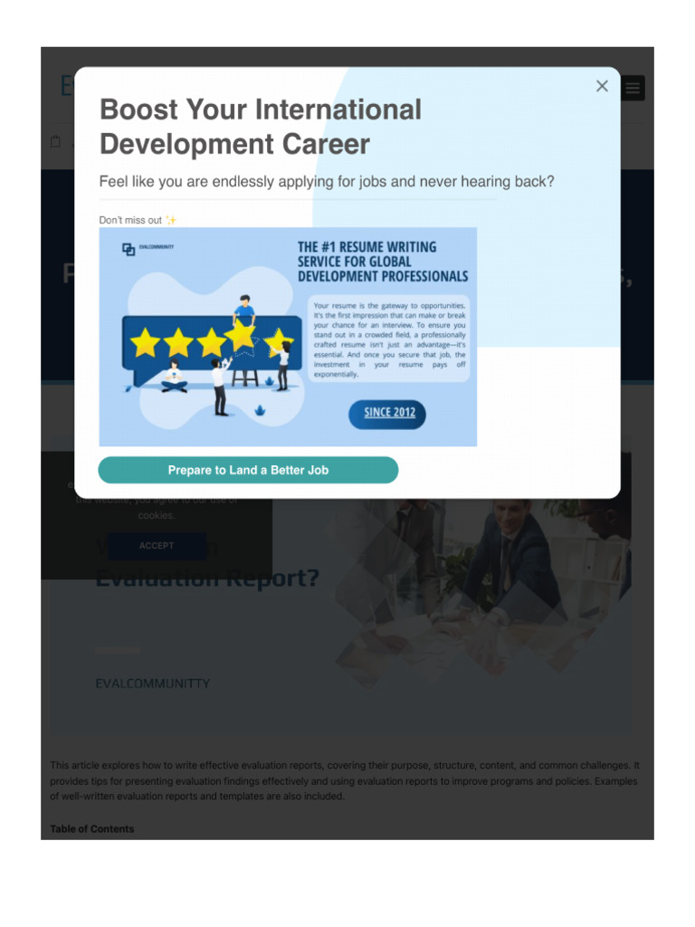 Writing Effective Evaluation Reports | PDF | Evaluation | Policy