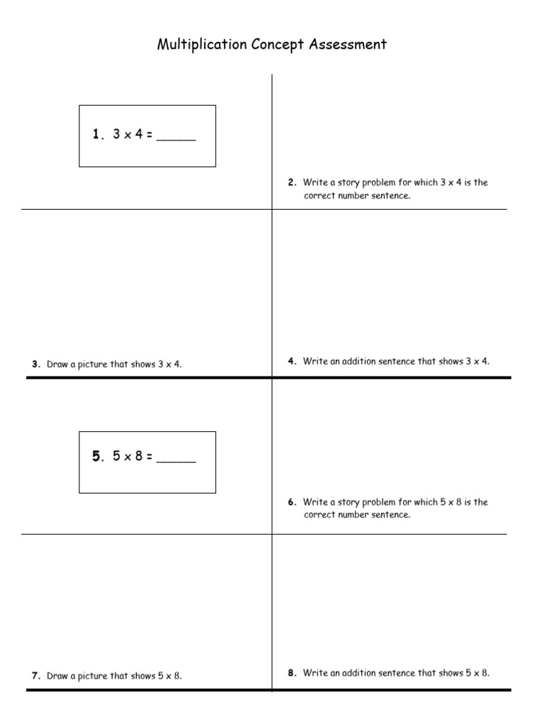 Multiplication Concept Assessment | PDF