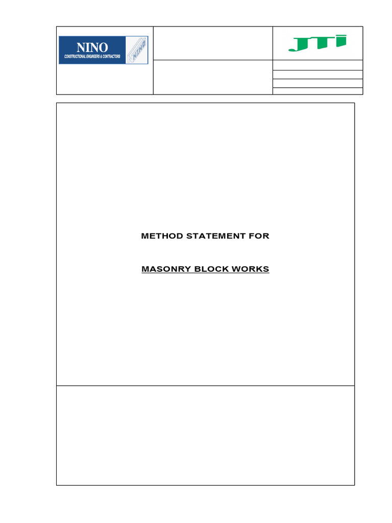 Method Statements For Masonry Block Works JTI | PDF | Masonry | Concrete