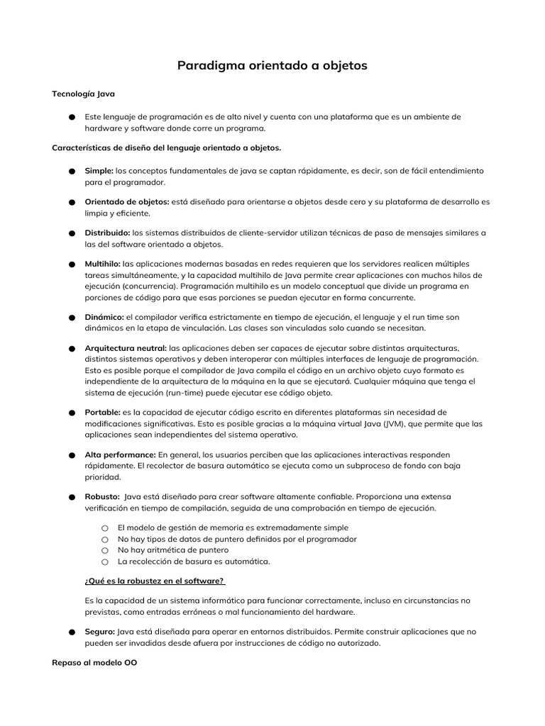 Resumen Paradigma orientado a objetos JAVA | PDF | Hilo (Computación) | Java (lenguaje de ...