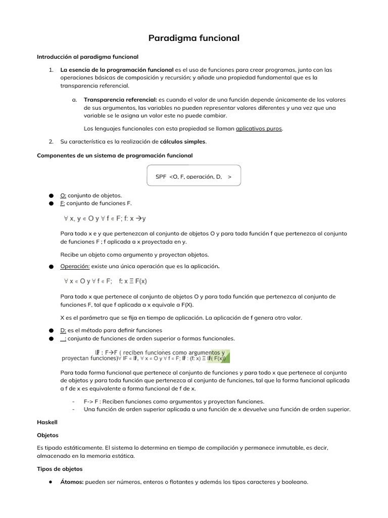 Resumen Paradigma Funcional | PDF | Programacion Funcional | Objeto (informática)