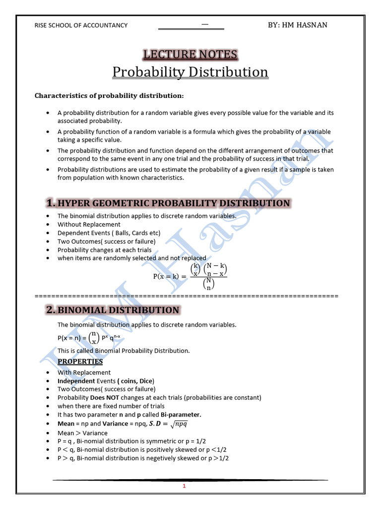Stats CH-12 Notes (HM Hasnan) | PDF | Probability Distribution ...