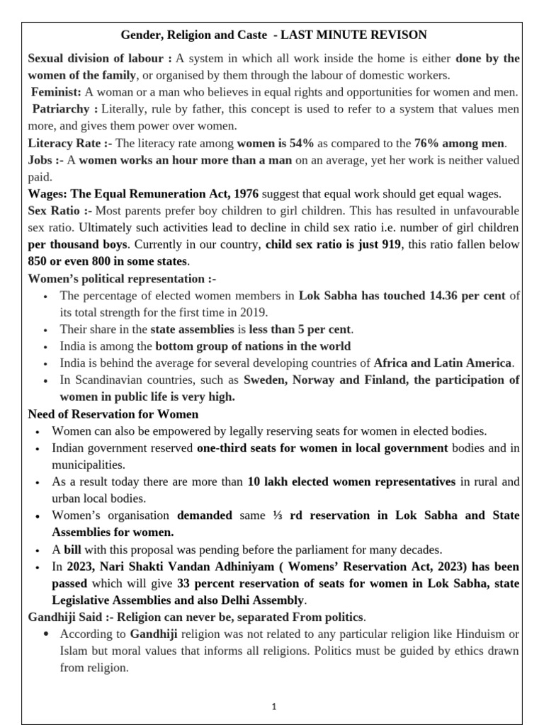 LMR-Gender Religion and Caste | PDF | Woman | Caste