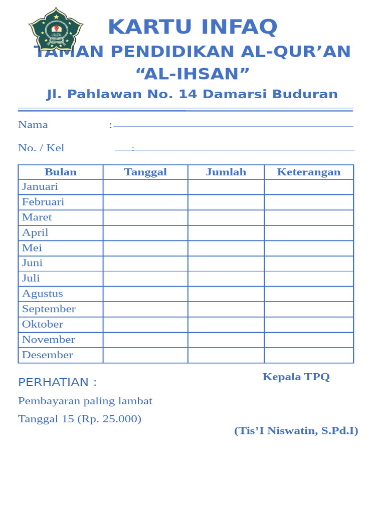 KARTU INFAQ | PDF