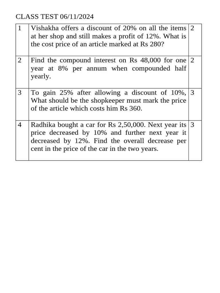 Comparing Quantities | PDF