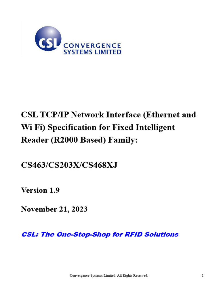CSL_Intelligent_Readers_TCPIP_Network_Spec | PDF | Port (Computer ...