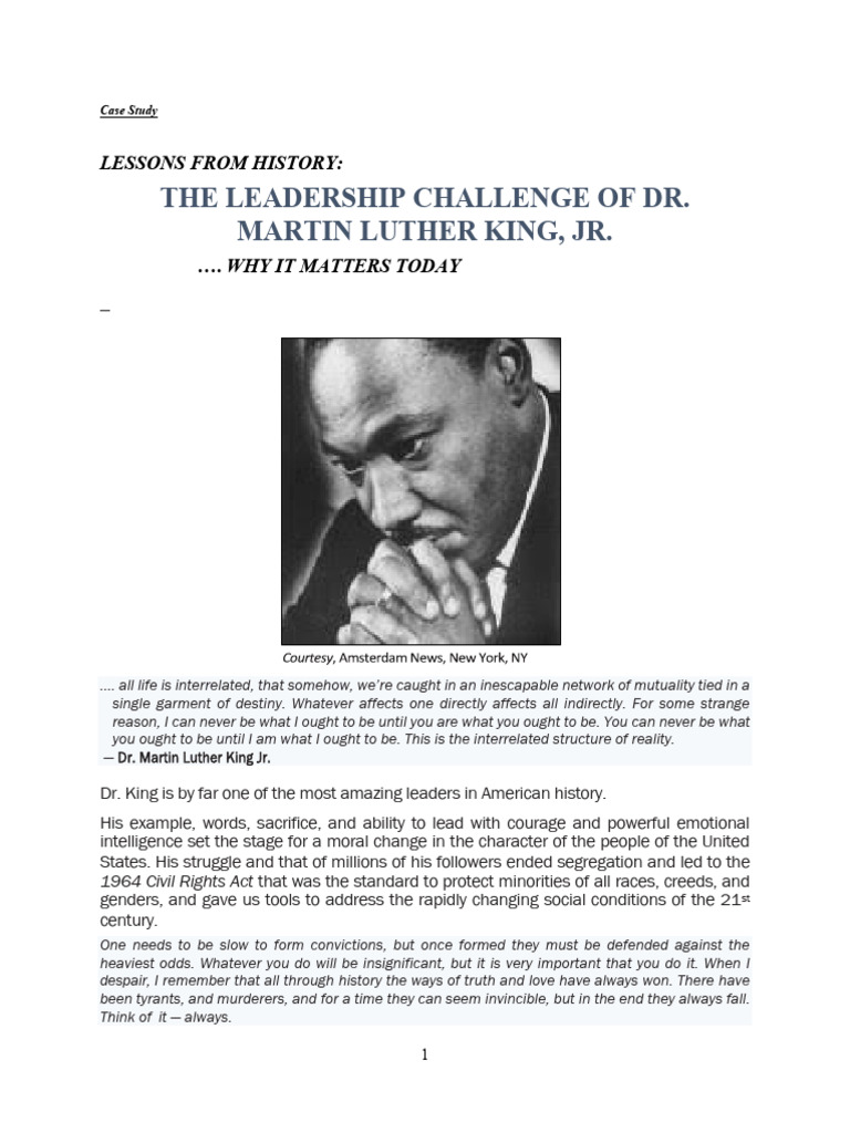 Lessons From Dr King- 3rd Source | PDF | Martin Luther King Jr. | Rosa ...