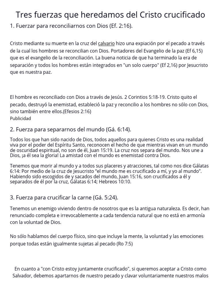 Tres Fuerzas Que Heredamos Del Cristo Crucificado PDF | PDF