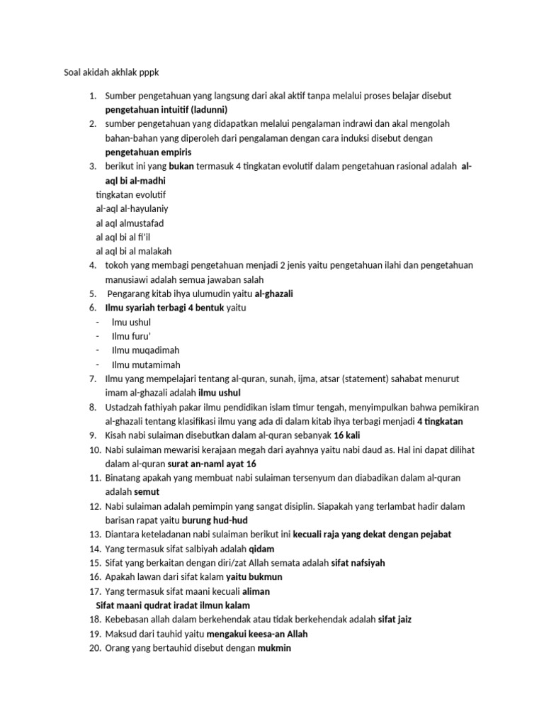 Soal Akidah Akhlak PPPK | PDF