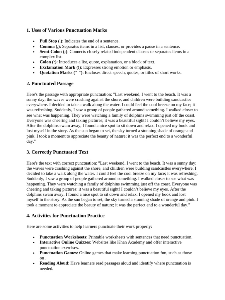 Punctuation Marks Assignment | PDF | Linguistics | Orthography