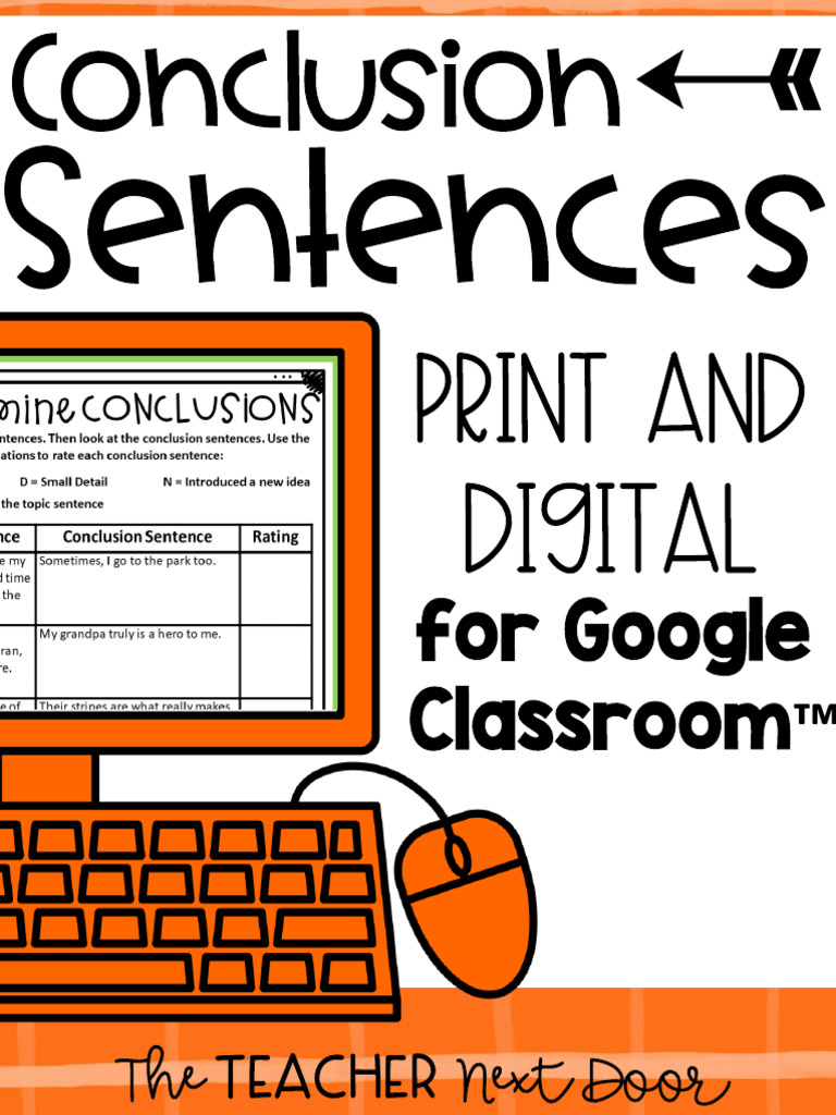 4 - Conclusion Sentences For Paragraph Writing Print and Digital ...