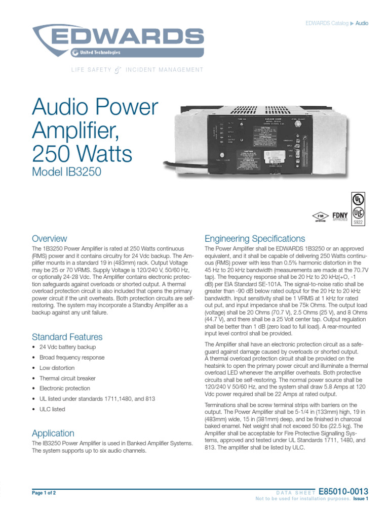 Audio Power Amplifier Specs | PDF | Amplifier | Electrical Engineering
