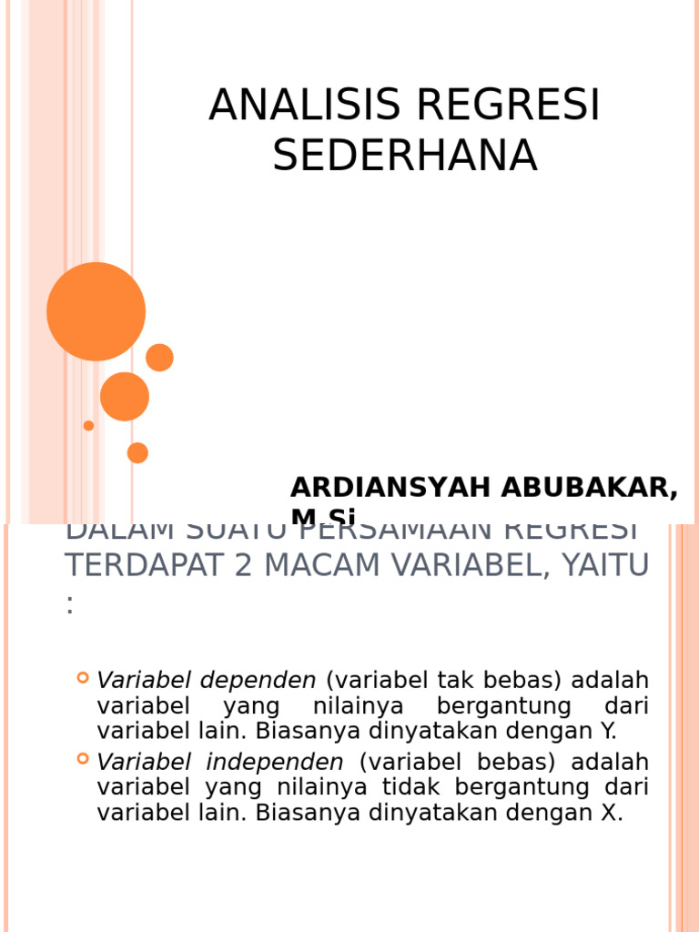 Analisis Regresi Sederhana | PDF
