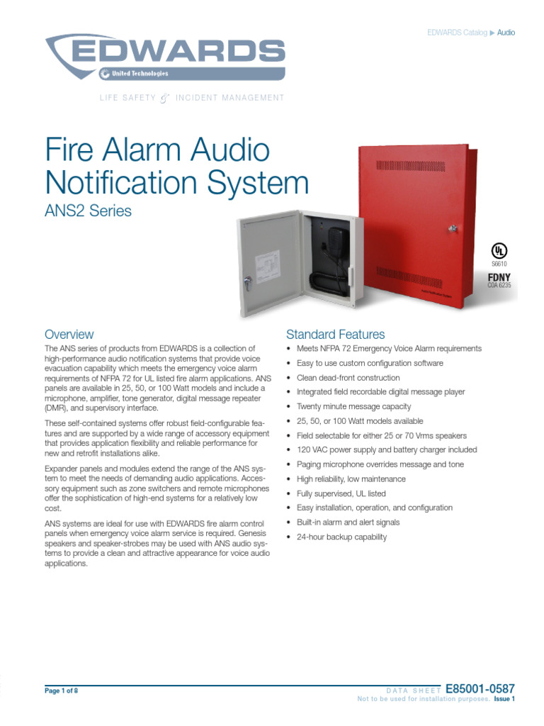 E85001-0587 - Audio Notification System | PDF | Electrical Engineering | Manufactured Goods