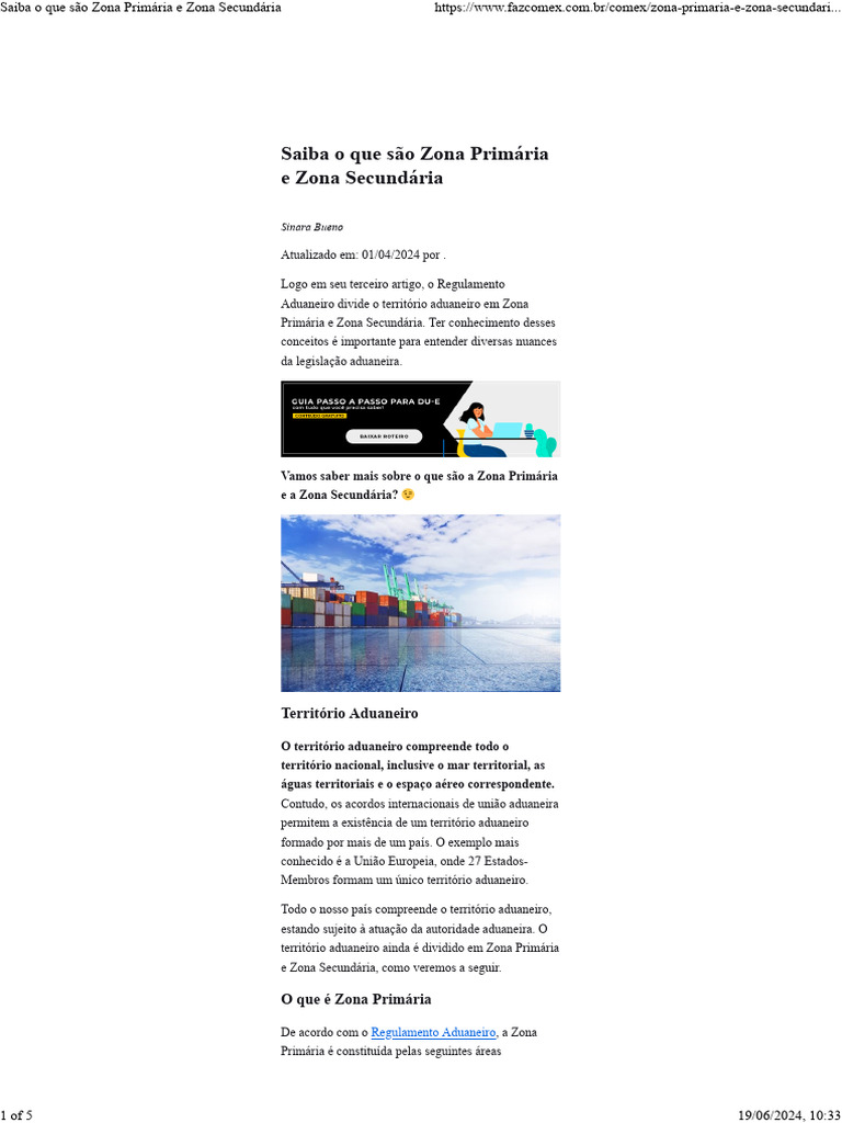 Zona Primária e Secundária Aduaneira | PDF | Alfândega | Comércio ...