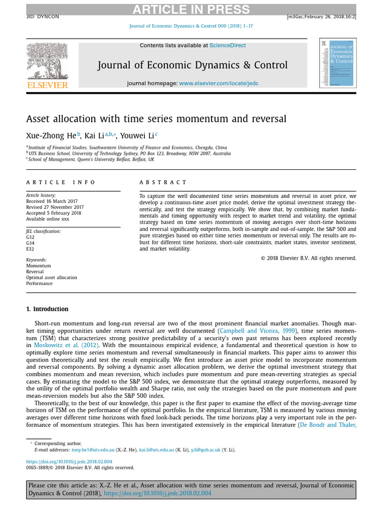 Asset Allocation With Time Series Momentum and Reversal, Xeu | PDF ...