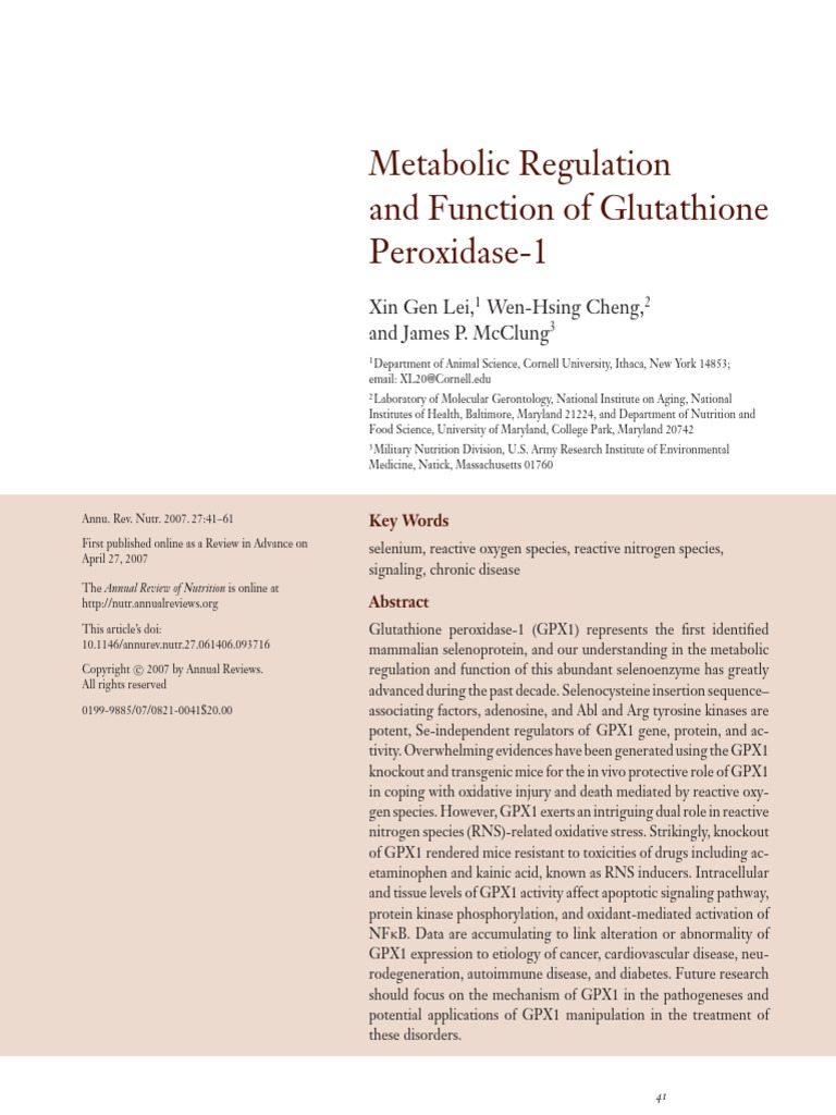 Glutathione Peroxidase As An Antioxidant Enzyme 3, 14th June, 2020 ...