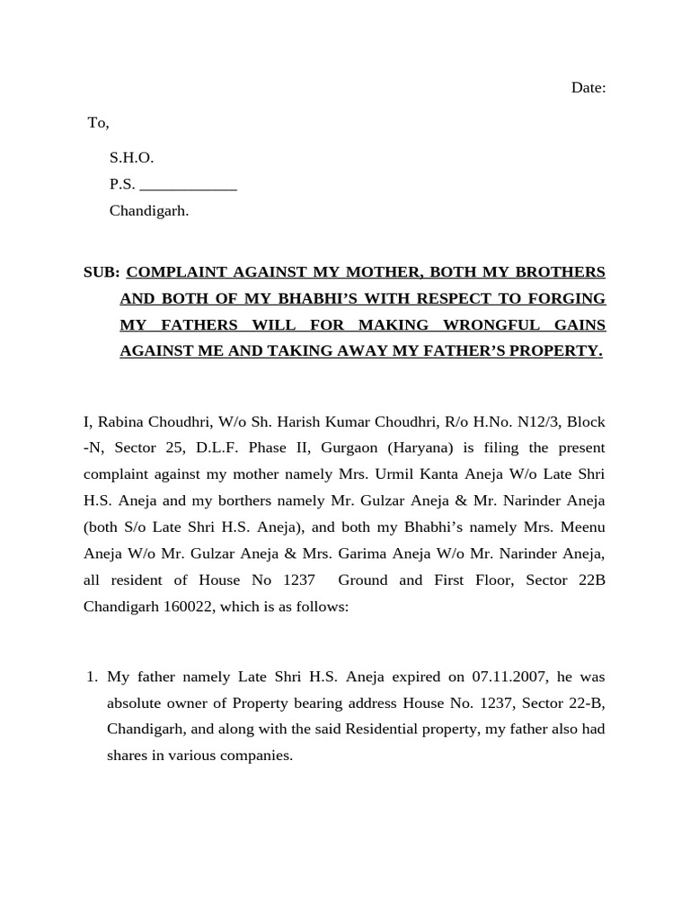 Sample Draft of Complaint | PDF