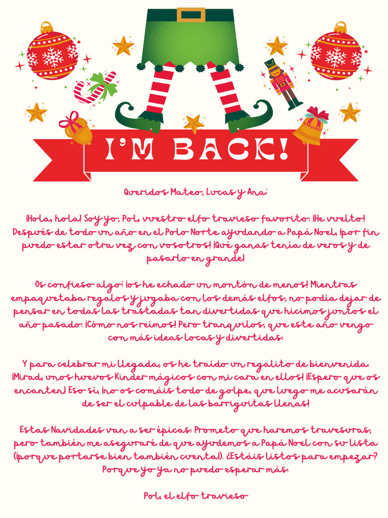 Red Playful Elf On The Shelf Arrival Letter PDF | PDF