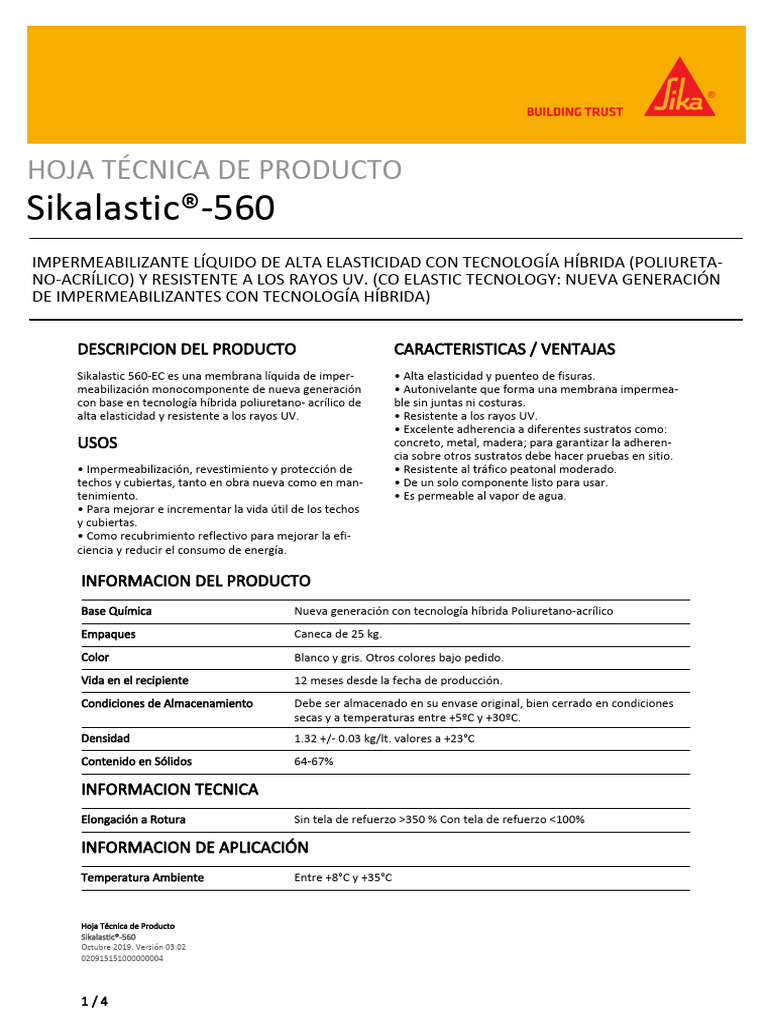 Sikalastic - 560 | PDF | Materiales