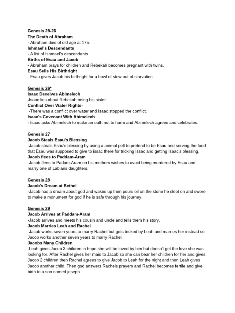 Genesis 25-50 | PDF | Jacob | Isaac