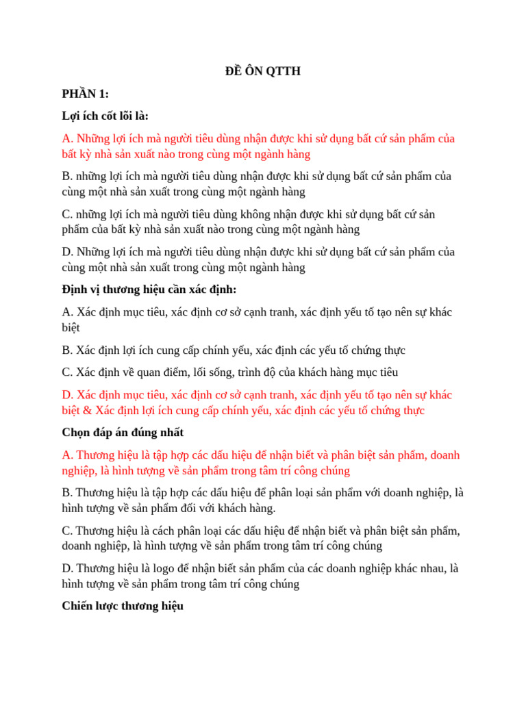 ĐỀ ÔN QTTH | PDF