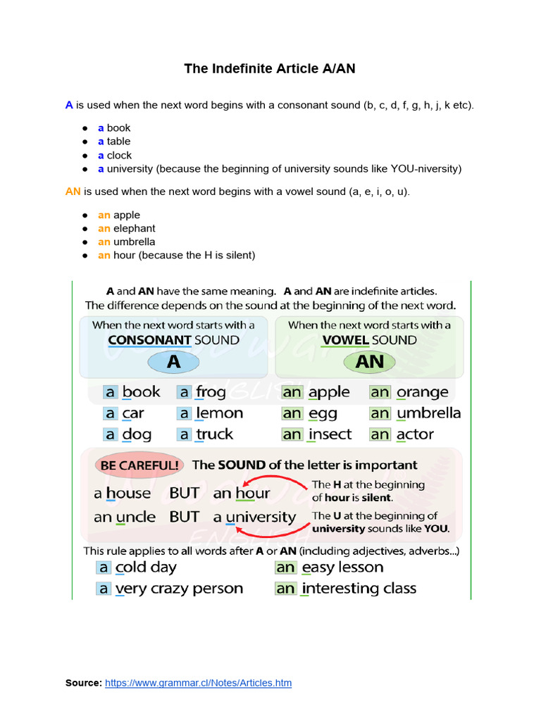 The Indefinite Article | PDF