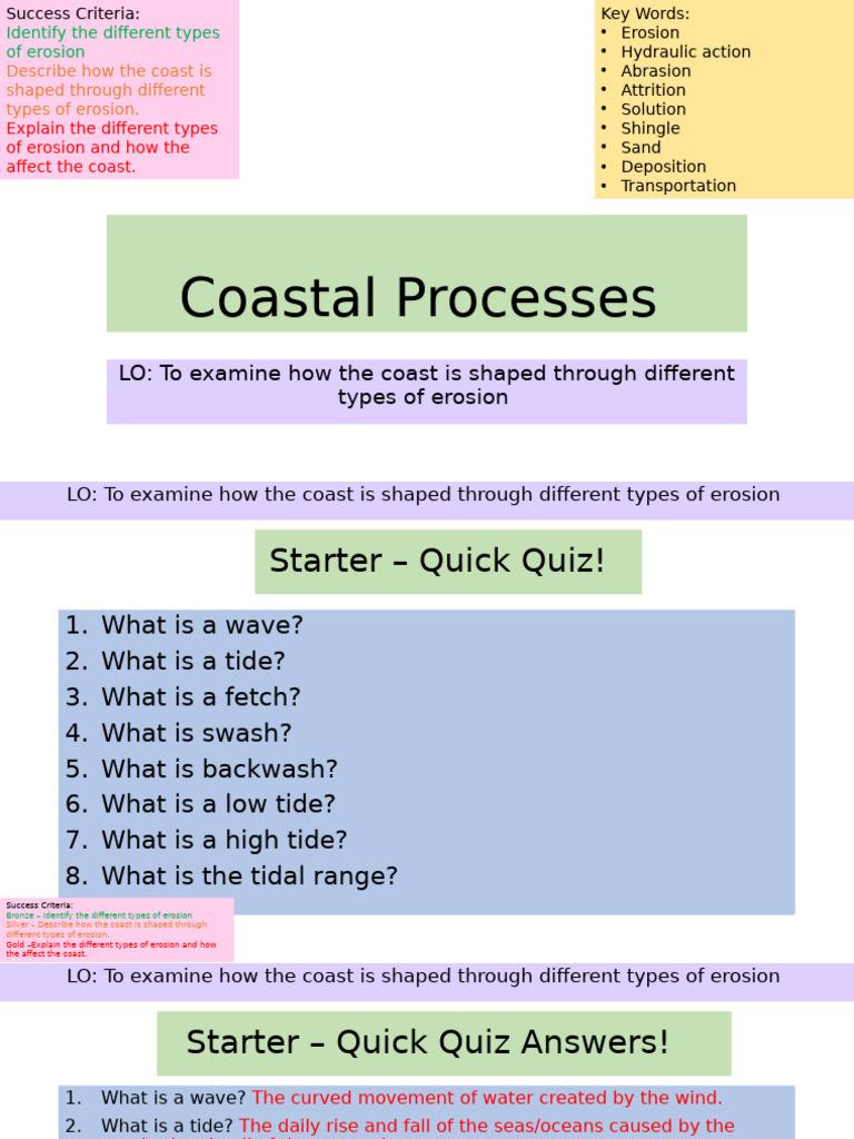 L3. Coastal Processes | PDF | Weathering | Erosion