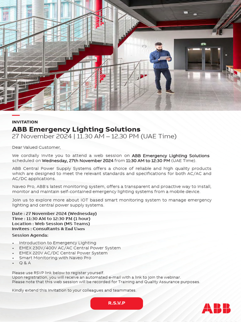 Webinar Invitation - ABB Emergency Lighting Solutions - 27 November ...