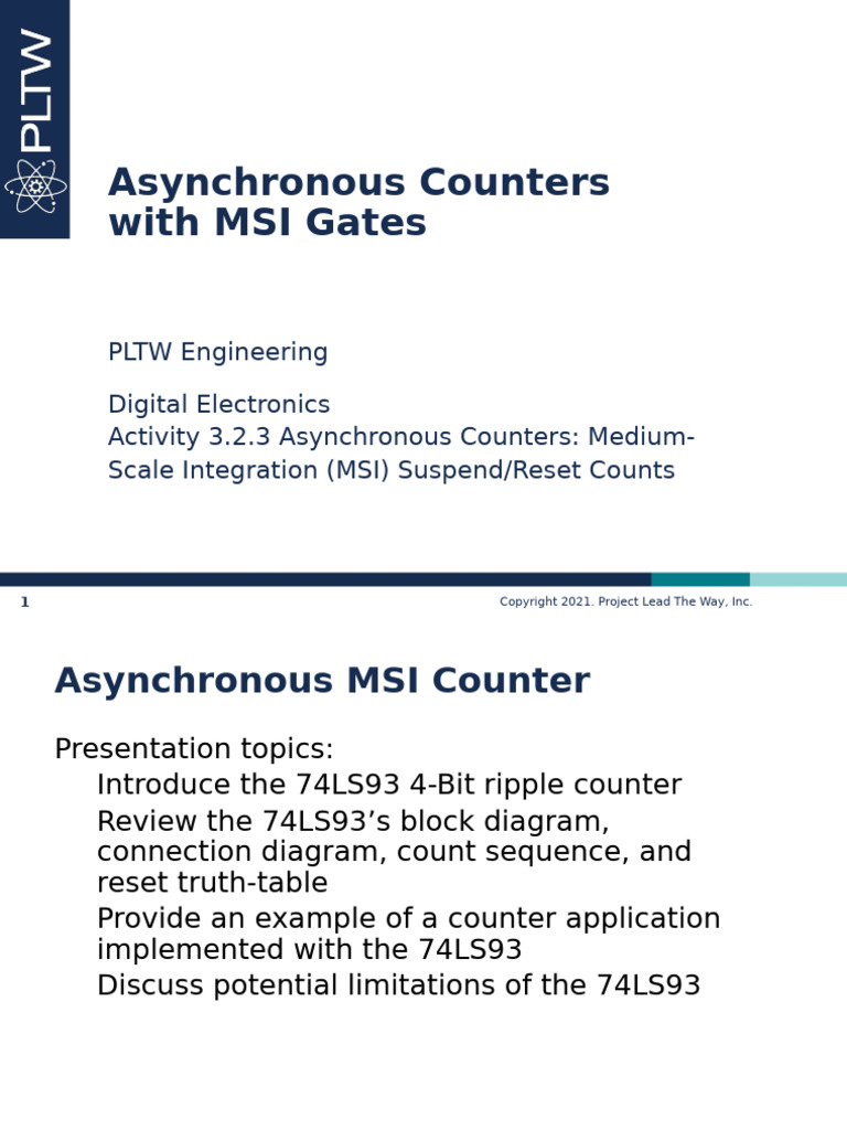 De 323 Asynchronous Counters MSI | PDF | Electrical Engineering | Electrical Circuits
