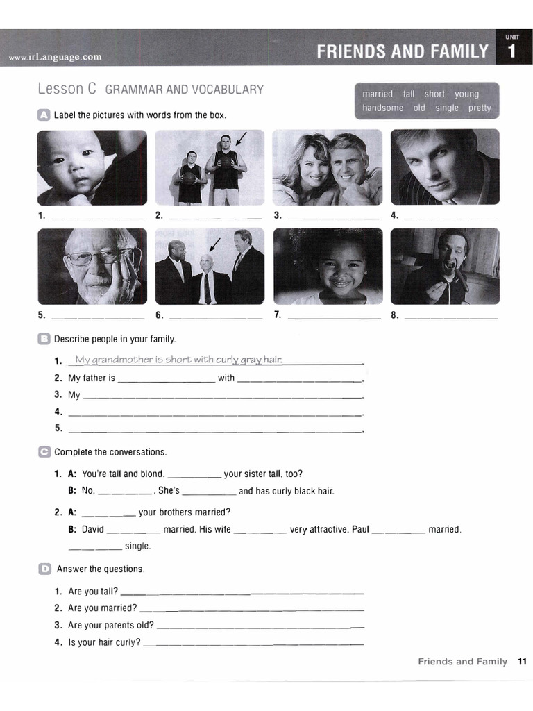 Family Descriptions and Vocabulary Exercises | PDF | Bedroom | Room