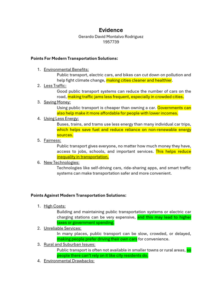 Evidence (Debate) | PDF | Public Transport | Car