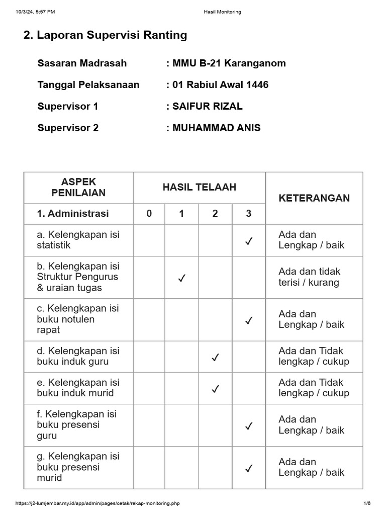 Hasil Monitoring B-21 | PDF