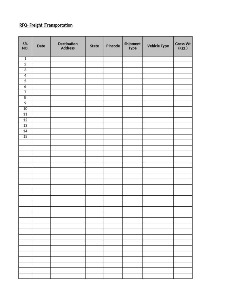 Freight Transportation RFQ Document | PDF