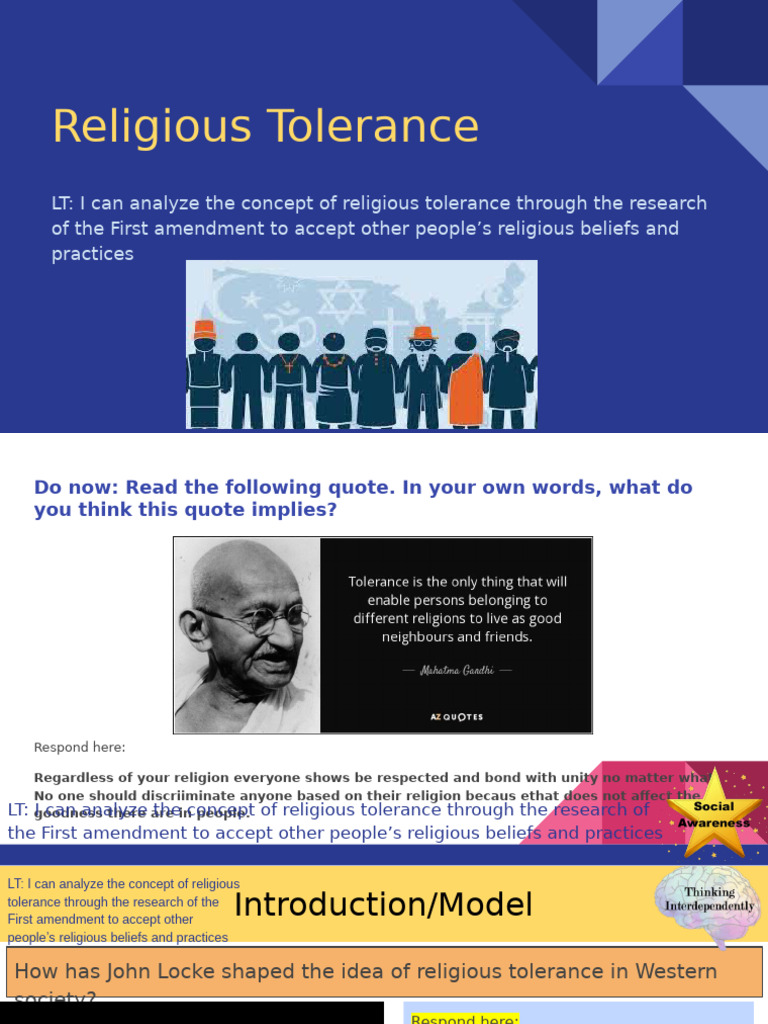 Understanding Religious Tolerance and the First Amendment | PDF | First ...