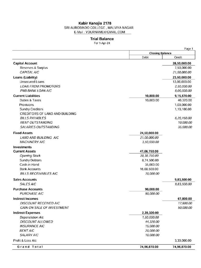 Trial Balance | PDF