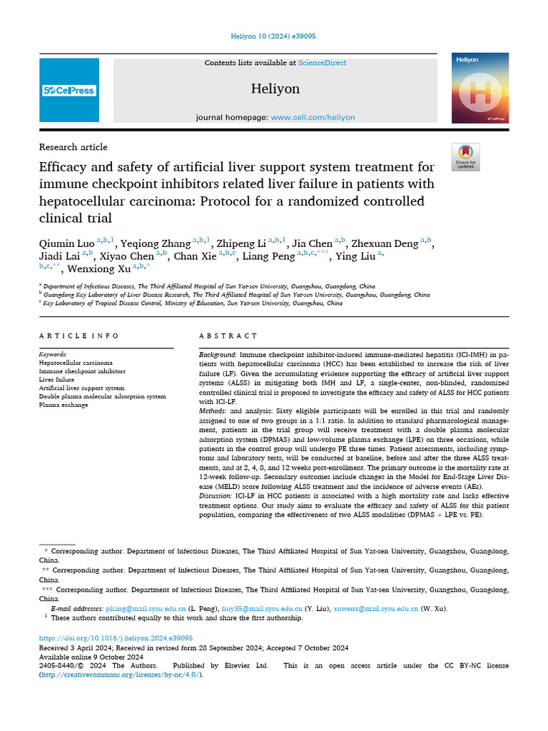 Efficacy and Safety of Artificial Liver Support System Treatment For ...