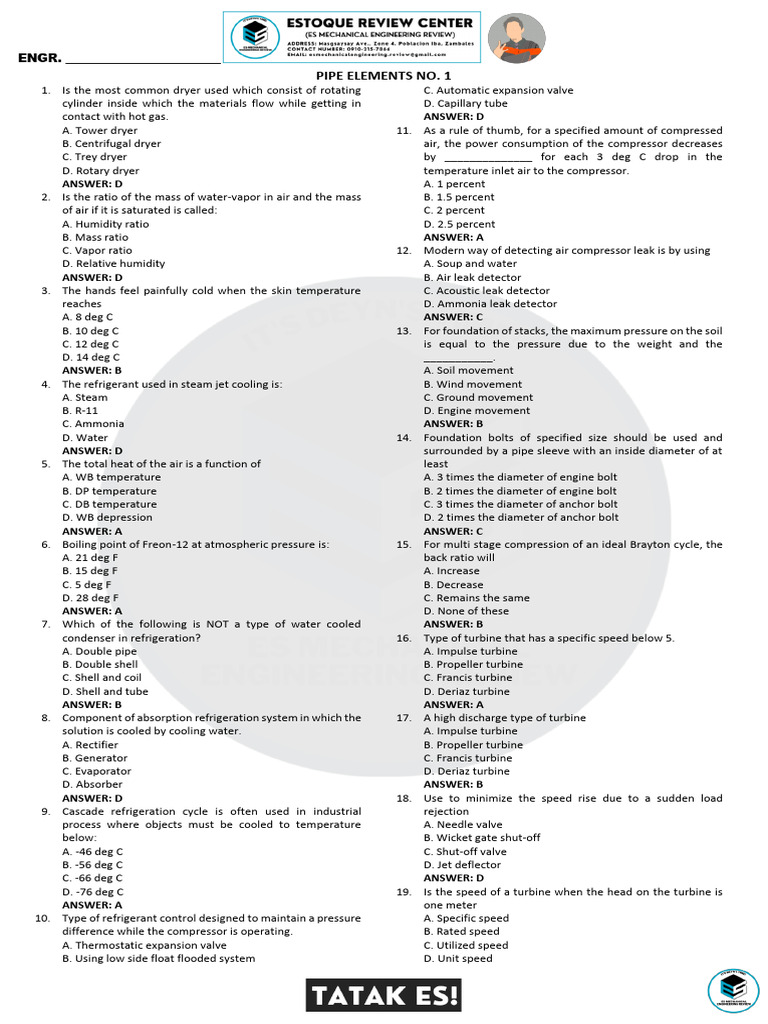 PIPE ELEMENTS NO.1 | PDF | Chemical Engineering | Continuum Mechanics