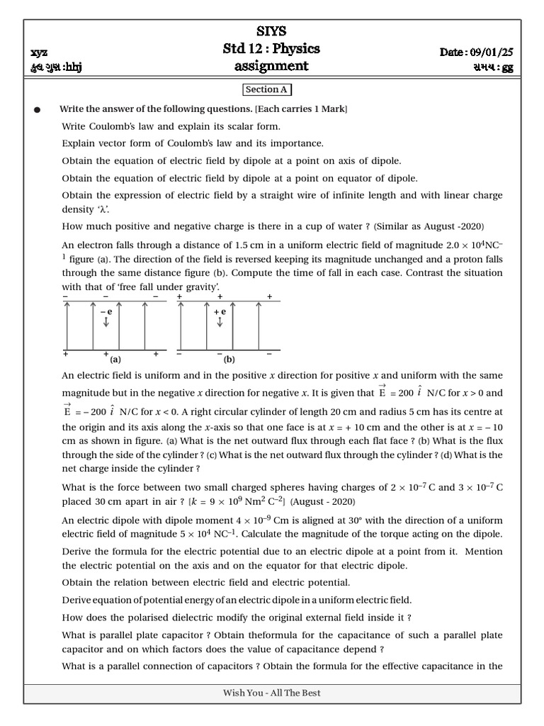 Assignment D09 Jan 2025 1 | PDF | Inductor | Inductance