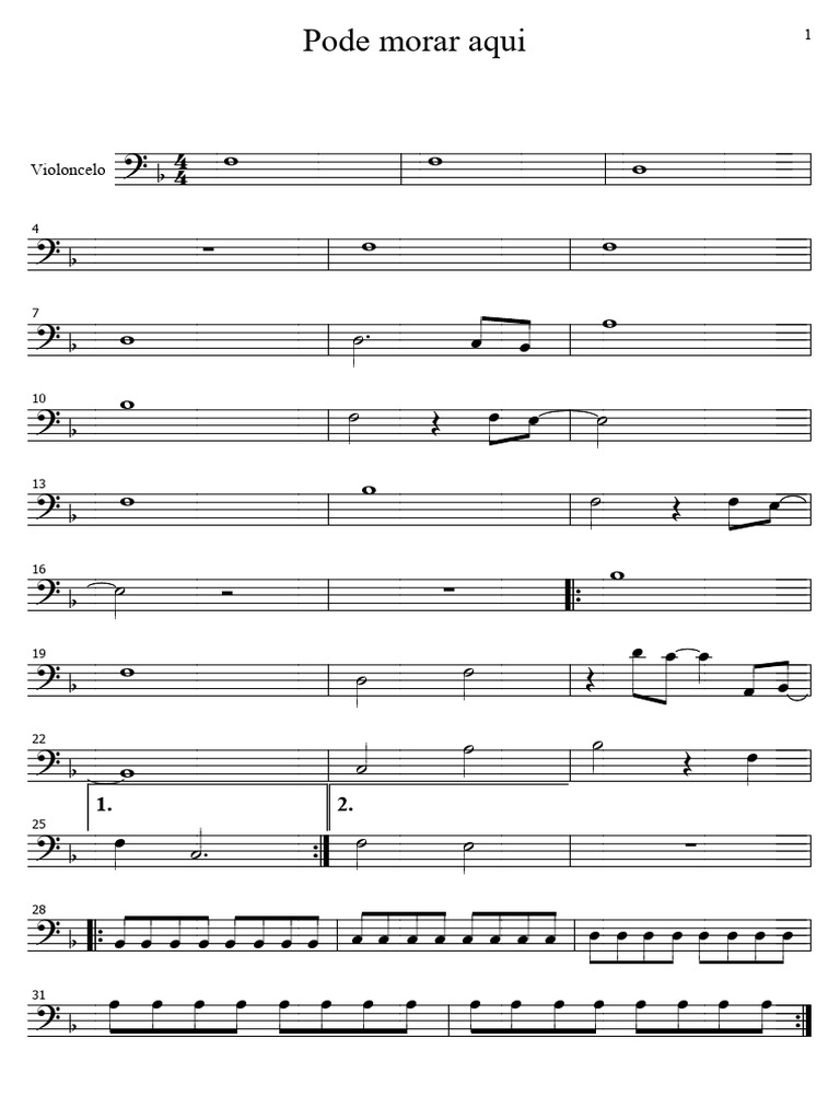 Pode morar aqui - Cello | PDF
