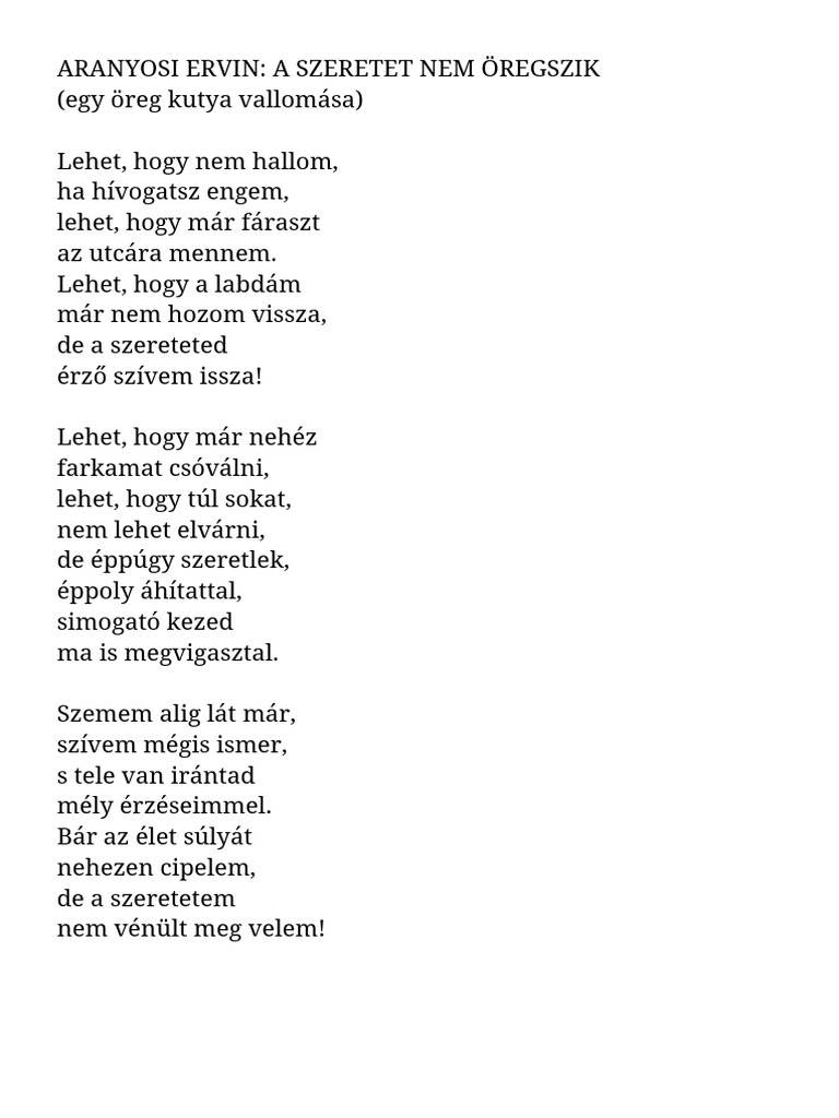 Aranyosi Ervin - A Szeretet Nem Öregszik Feltéve! | PDF