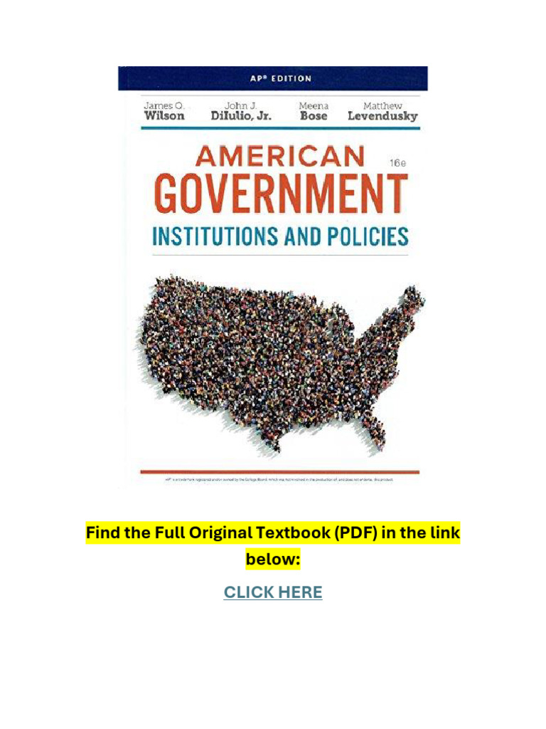 American Government Institutions and Policies 16th Edition TEXTBOOK ...