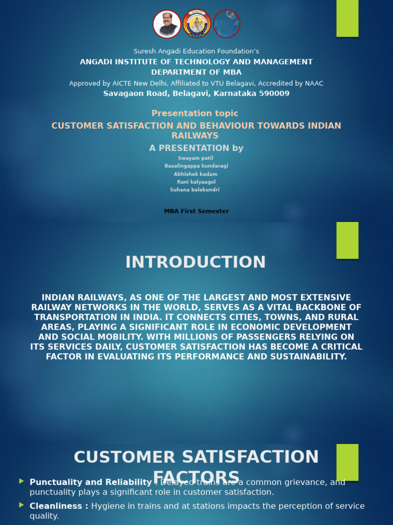 Customer Satisfaction in Indian Railways | PDF | Train | Rail Transport