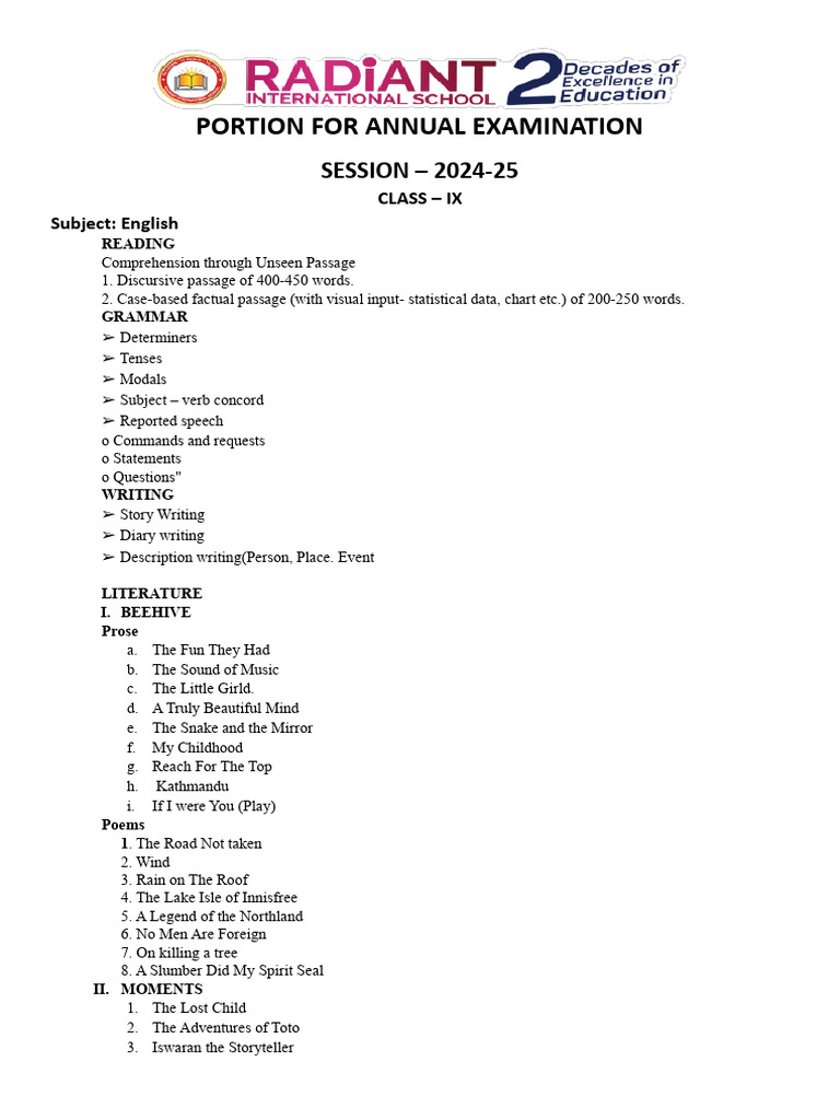 Syllabus IX Final 2024-25 | PDF | Geometry | Syntax