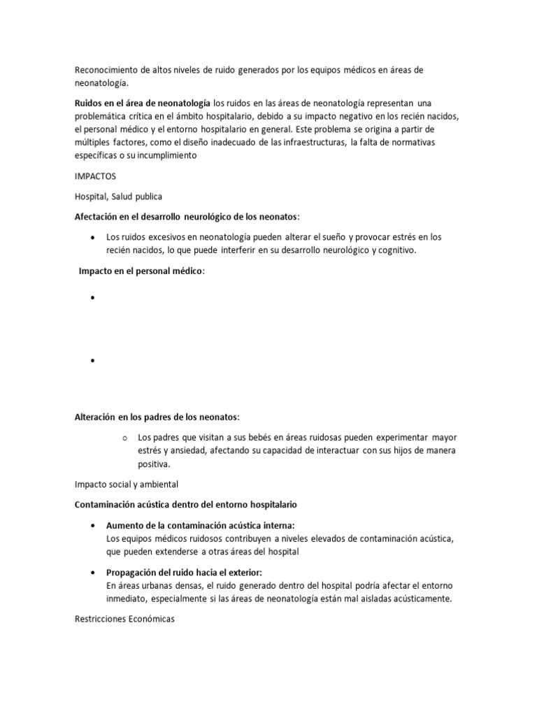 Problemática (2) | PDF | ruido | Hospital