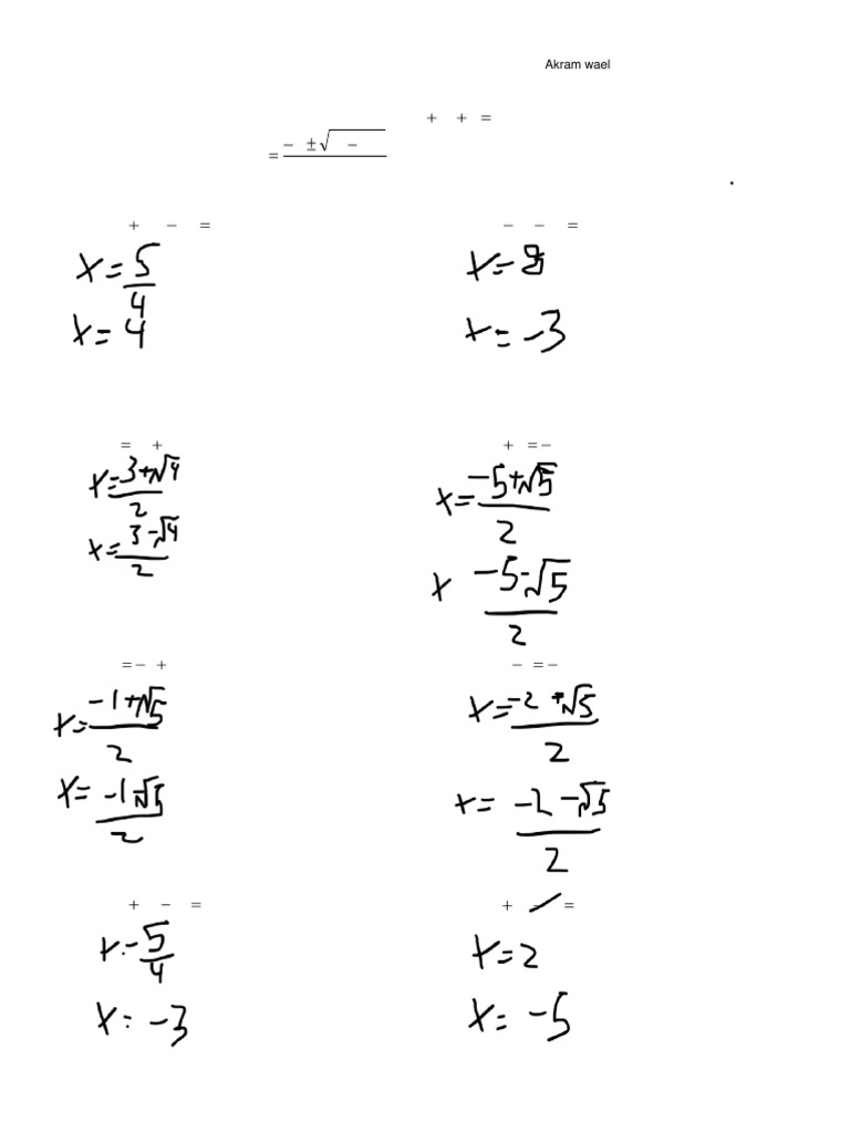 Quadratic Formula.W (Solving Quadratic Using Formula) | PDF
