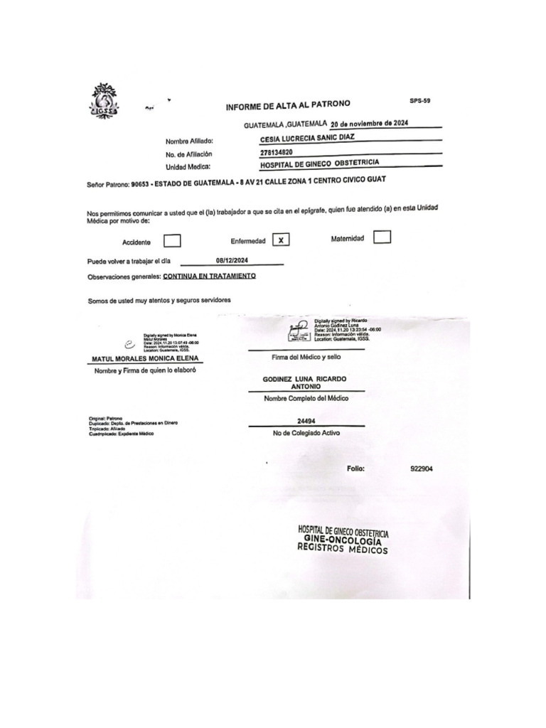 INFORME DE ALTA N 2 | PDF