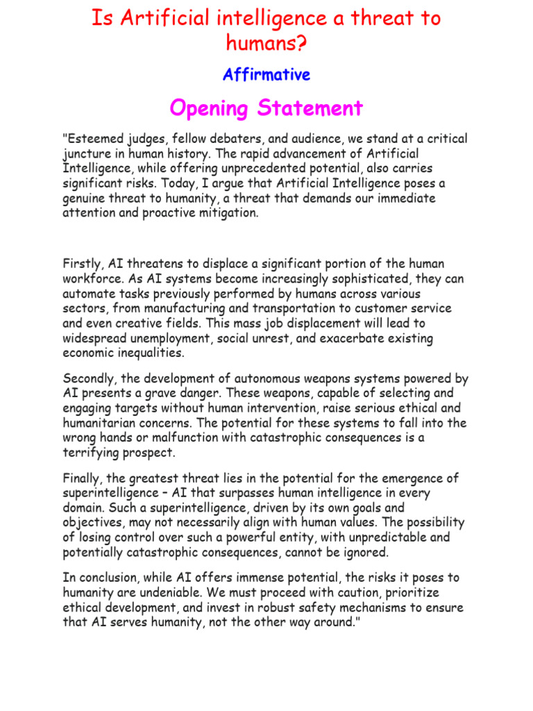 AI: Threat or Opportunity for Humanity? | PDF | Artificial Intelligence ...