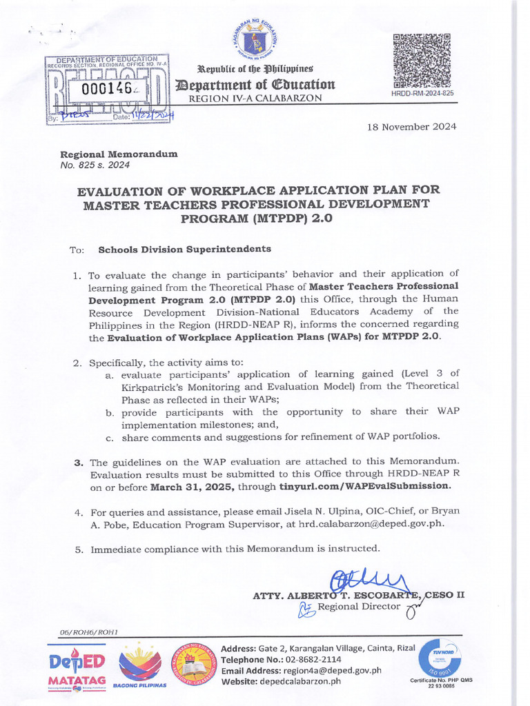 RM 2024 825 WAP Evaluation | PDF