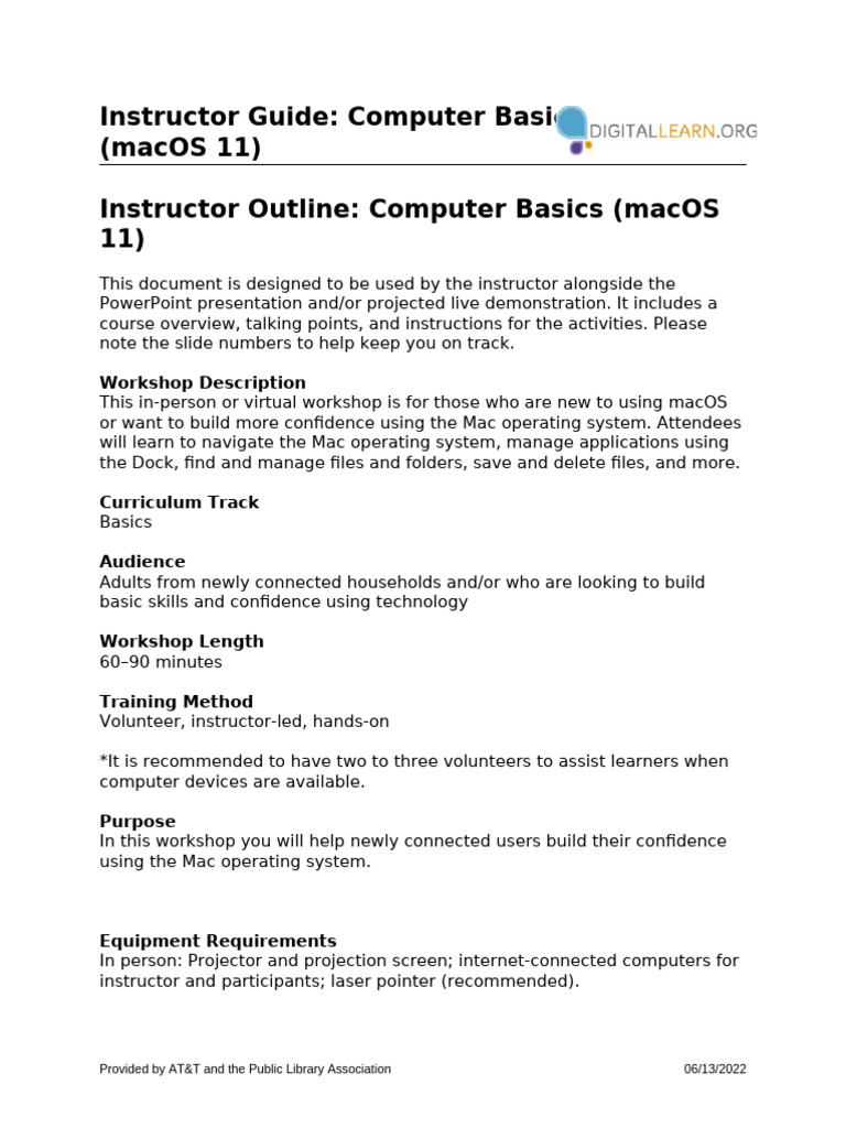 Instuctor_Guide_Computer_Basics_macOS | PDF | Window (Computing) | Icon (Computing)